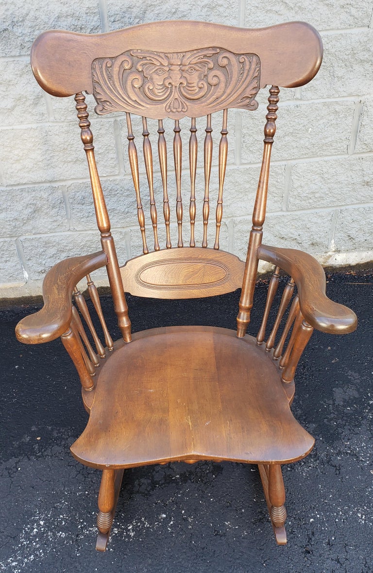1950s Anglo Inglo-Indian Carved Walnut Rocking Chairs For Sale at 1stDibs