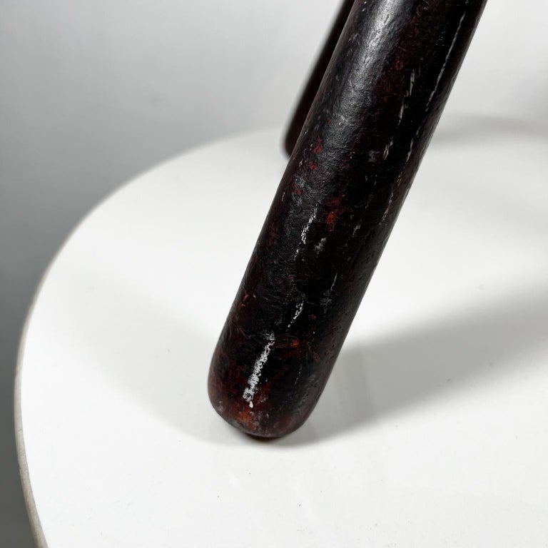 1950s Antique Mahogany Curved Wood Stool Tapered Legs For Sale at 1stDibs