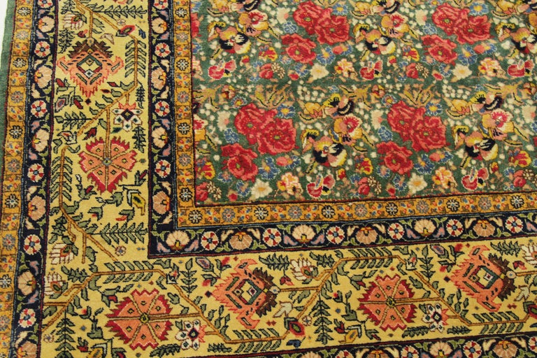 1950s Antique Persian Rug Tabriz Design with Gold and Red Field of ...