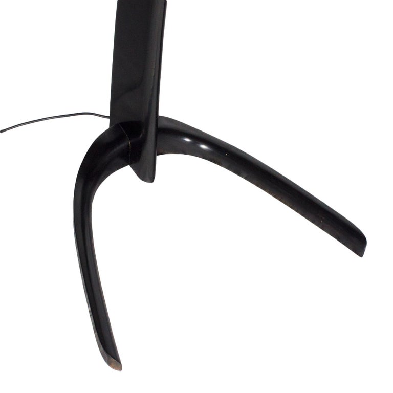 1950s Arched Standing Lamp, Mahogany, Rusty Red Raffia Lampshade, Italy ...