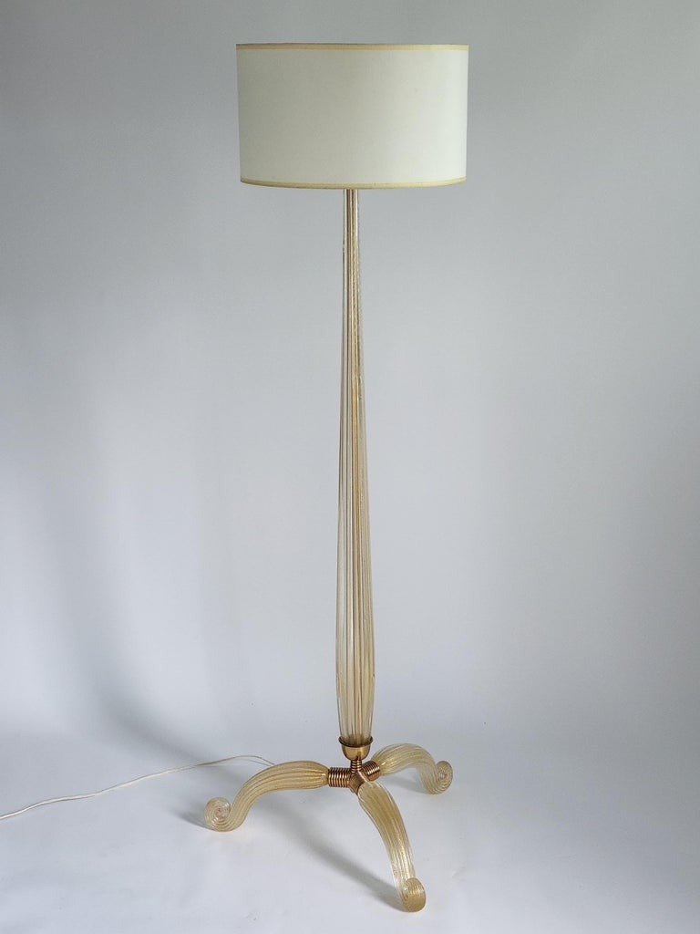1950s Archimede Seguso Gold Dust Infused Glass Floor Lamp, Italy For ...