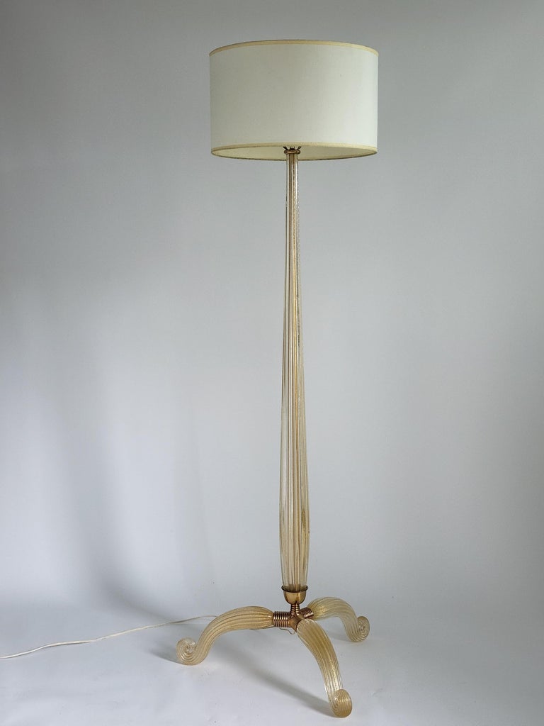 1950s Archimede Seguso Gold Dust Infused Glass Floor Lamp, Italy For ...
