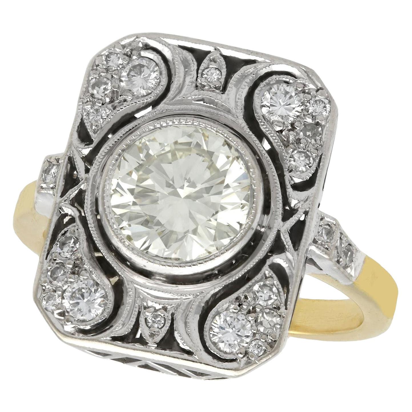 Vintage Art Deco Style 1950s Ruby Diamond Yellow Gold Cocktail Ring For ...