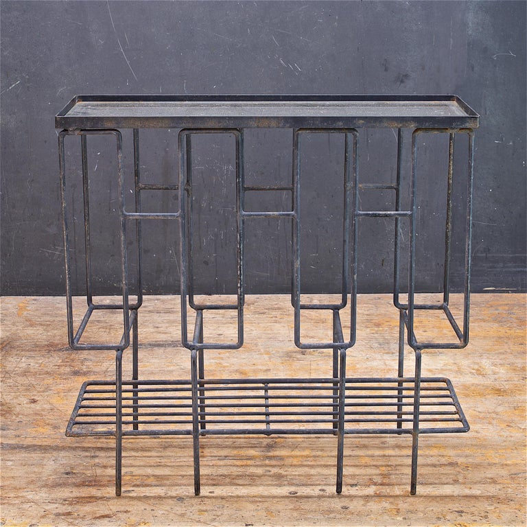 1950s Shelf Entryway Table Patinated Black Iron Rod like Sol Bloom ...