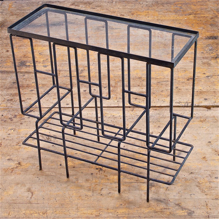 1950s Shelf Entryway Table Patinated Black Iron Rod like Sol Bloom ...