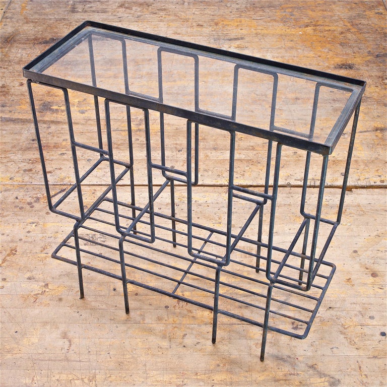 1950s Shelf Entryway Table Patinated Black Iron Rod like Sol Bloom ...