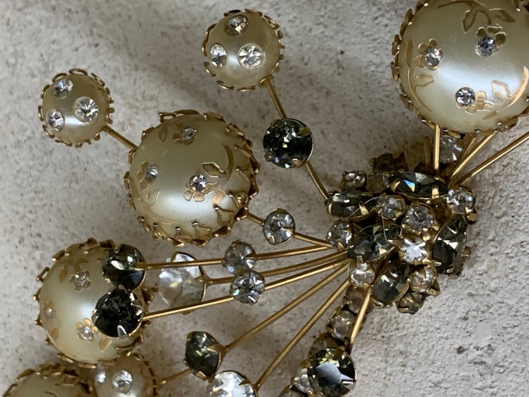 1950s Ballet Large Shooting Star Rhinestone and Pearl Brooch and ...