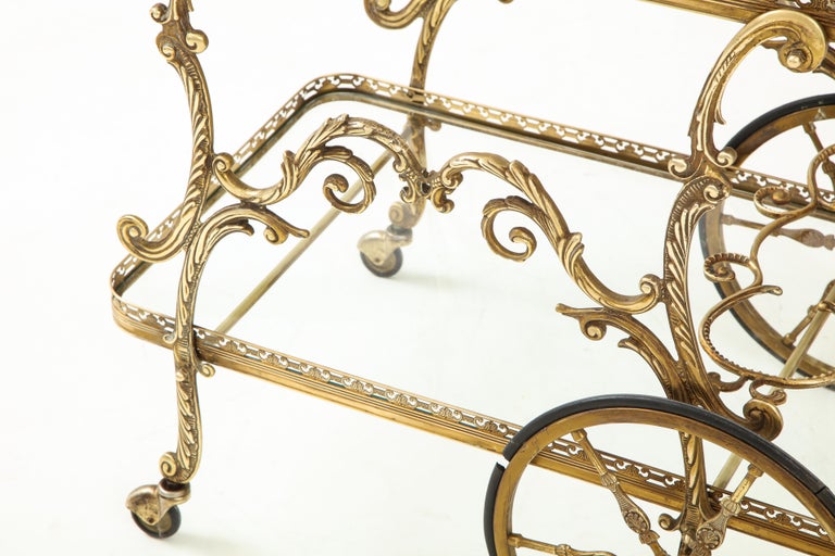 1950s Baroque Style Brass Bar Cart at 1stDibs