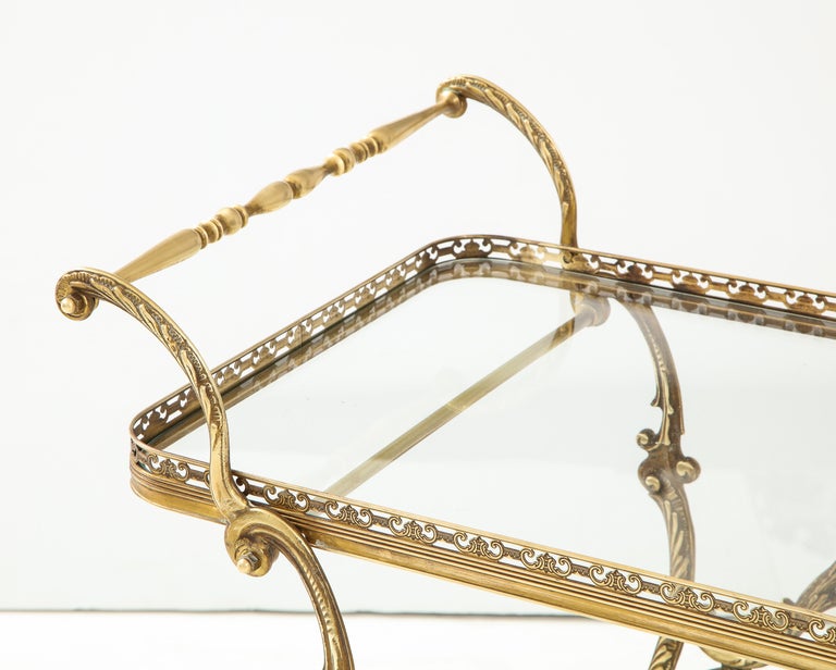 1950s Baroque Style Brass Bar Cart at 1stDibs