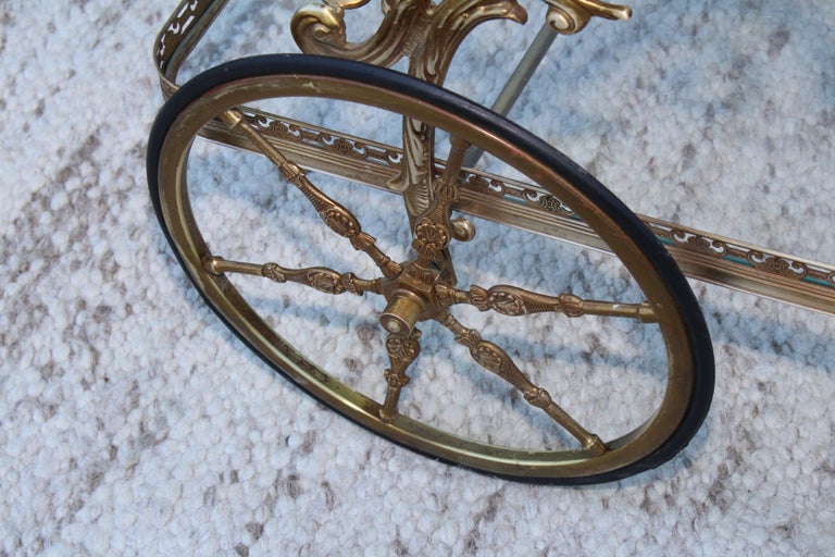 1950s Baroque Style Brass Bar Cart For Sale at 1stdibs