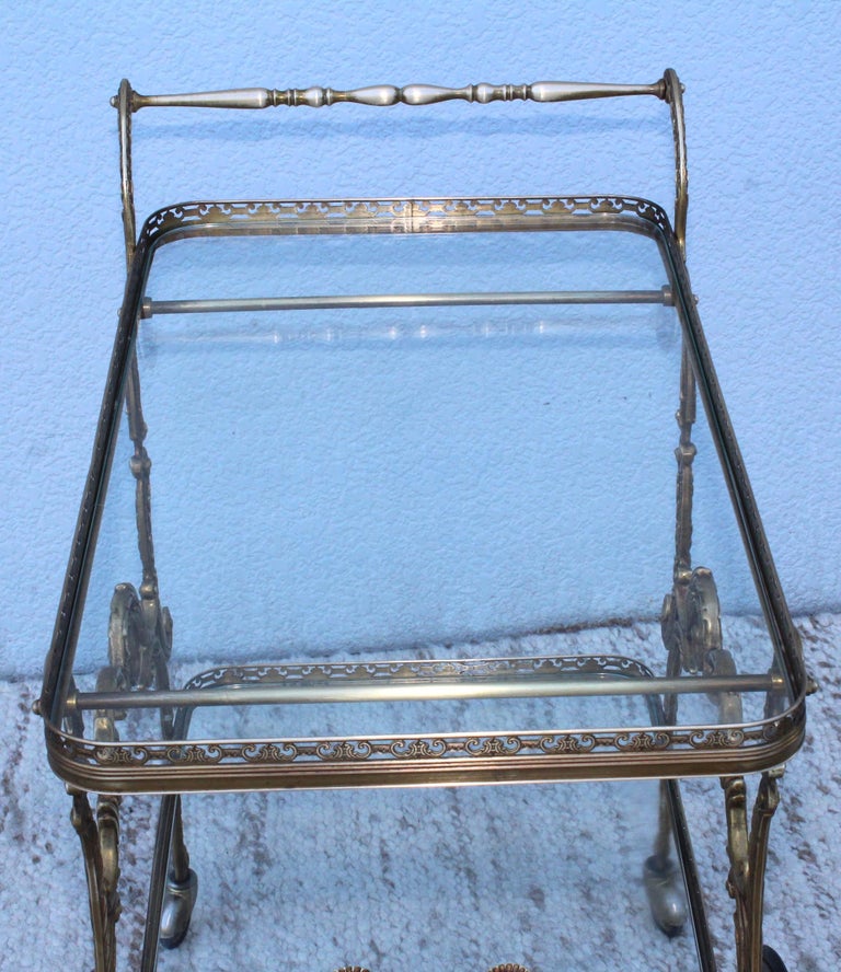 1950s Baroque Style Brass Bar Cart For Sale at 1stdibs