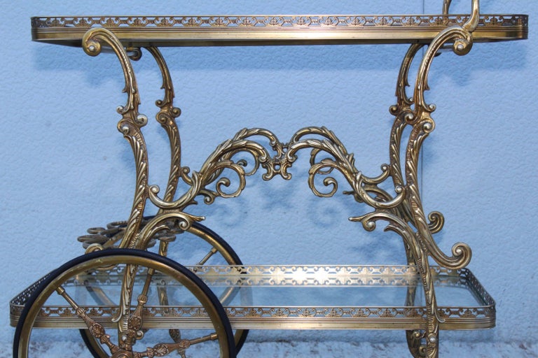 1950s Baroque Style Brass Bar Cart For Sale at 1stdibs