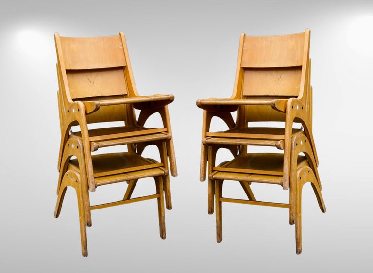 1950s Bauhaus Era Muster Casala Beech Stacking Dining Chairs Set of 6 ...