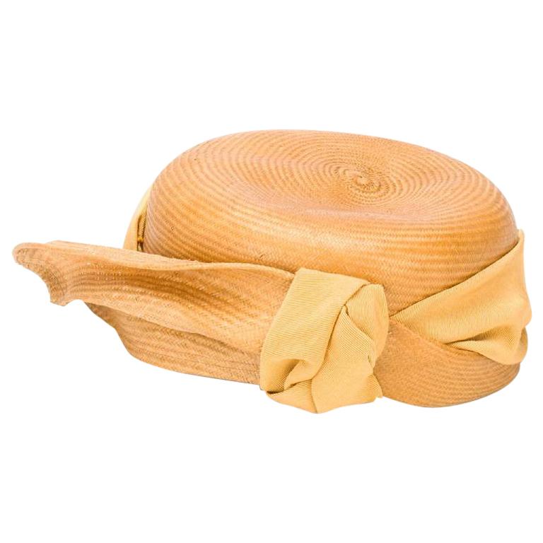 1940s Straw Hat w/ Red Ribbon For Sale at 1stDibs | straw hat red ...