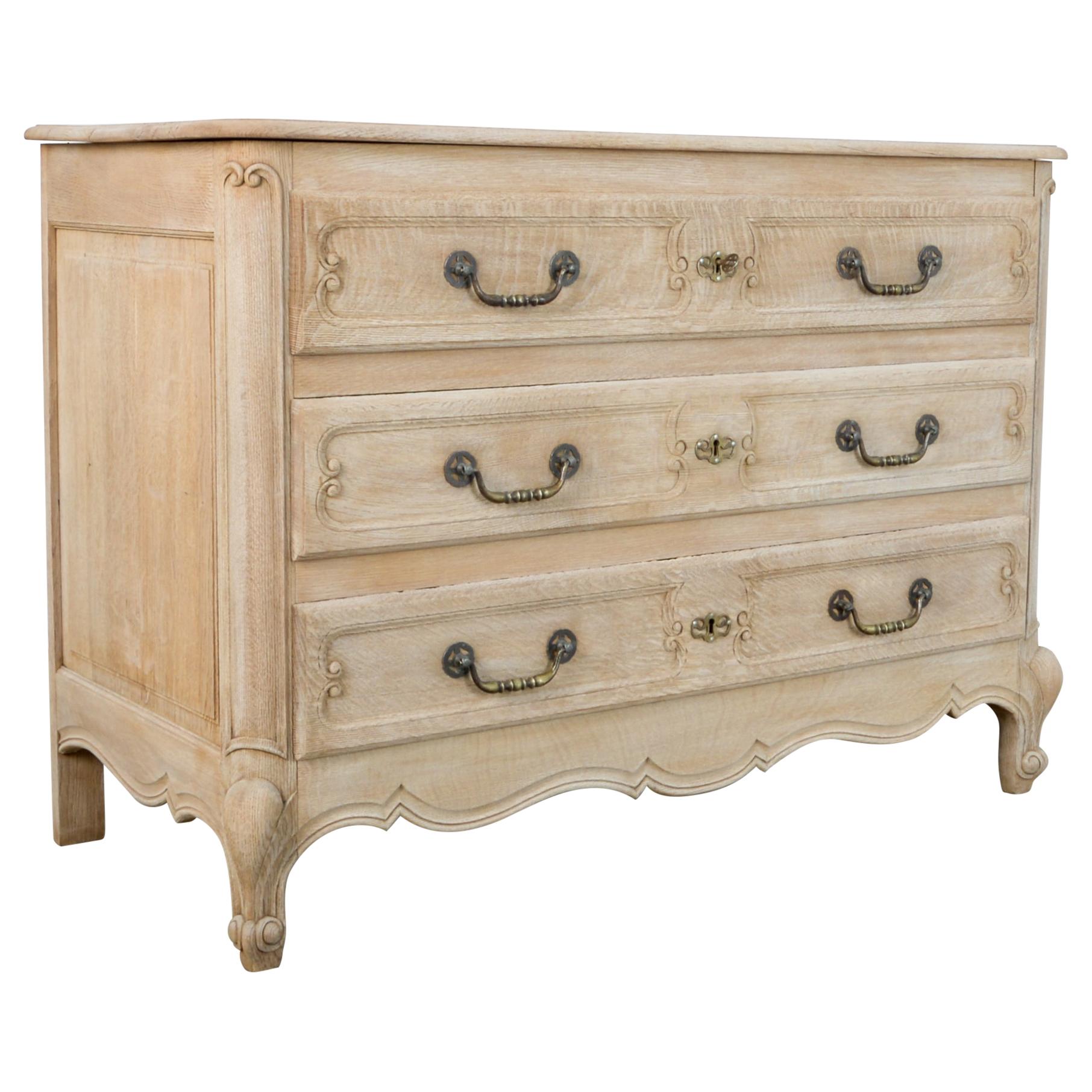 1950s Belgian Bleached Oak Chest at 1stDibs