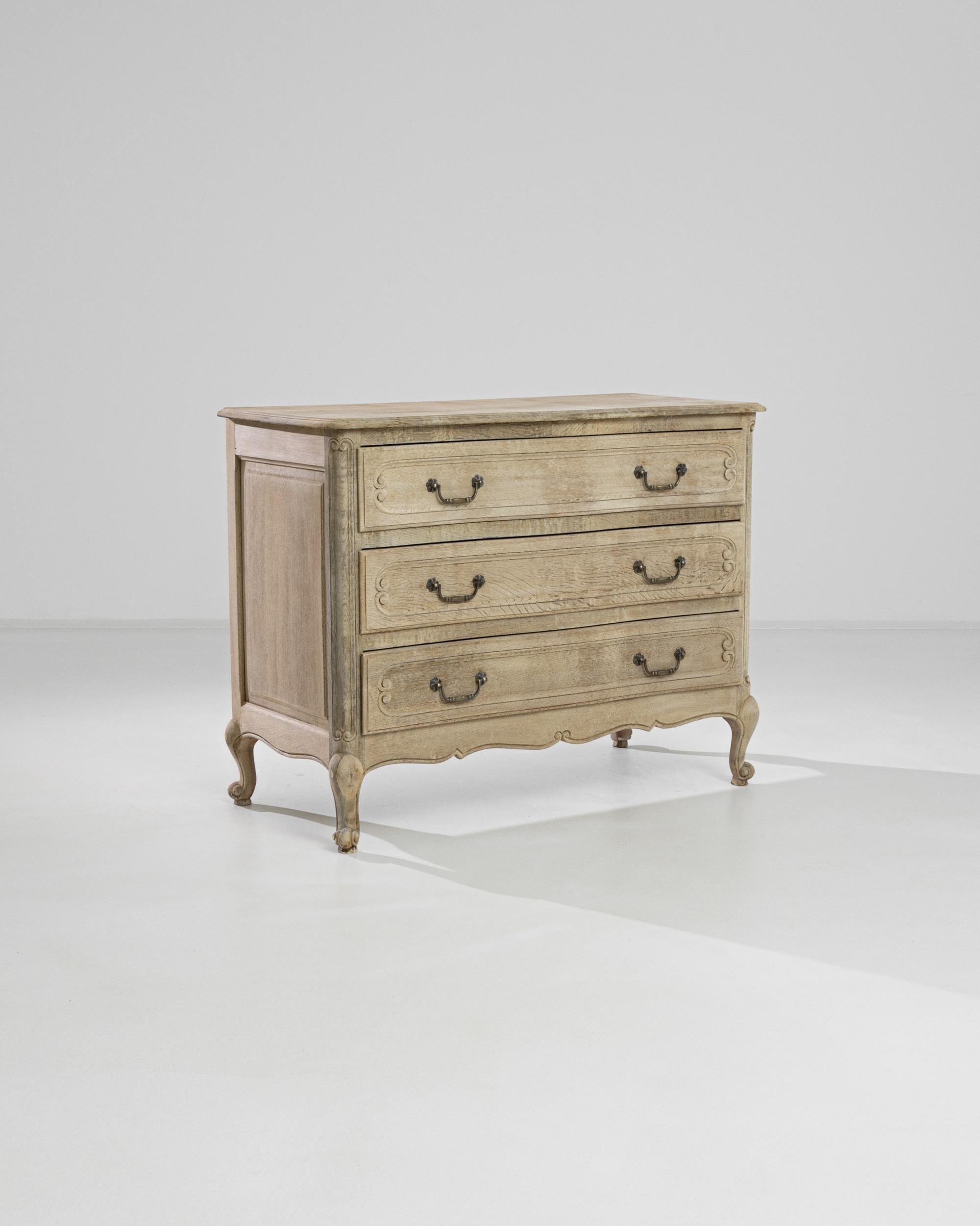 1950s Belgian Bleached Oak Commode at 1stDibs