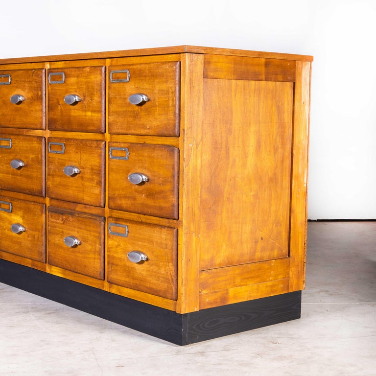 1950's Belgian Twelve Drawer Bank Of Drawers For Sale at 1stDibs