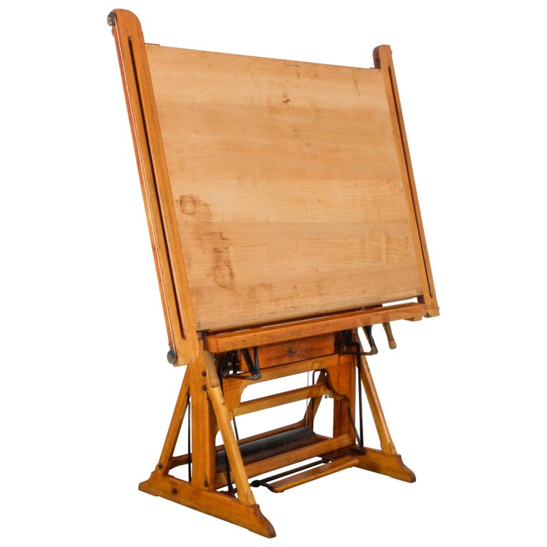 1950s Belgian Wooden Drawing Table at 1stDibs