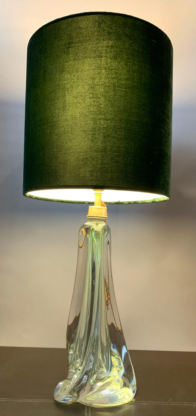 1950s Belgium Val Saint Lambert Pale Green and Clear Crystal Glass ...