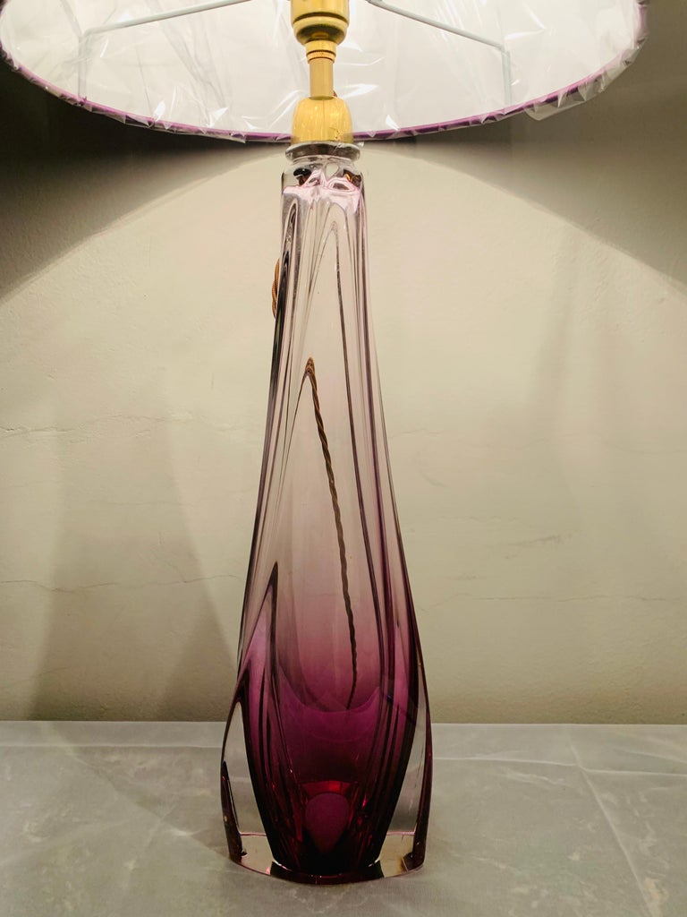 1950s Belgium Val Saint Lambert Purple and Clear Crystal Glass Table ...