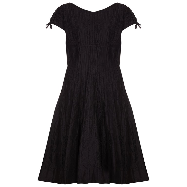 1950s Ben Reig Black Silk Ribbon Dress For Sale at 1stDibs