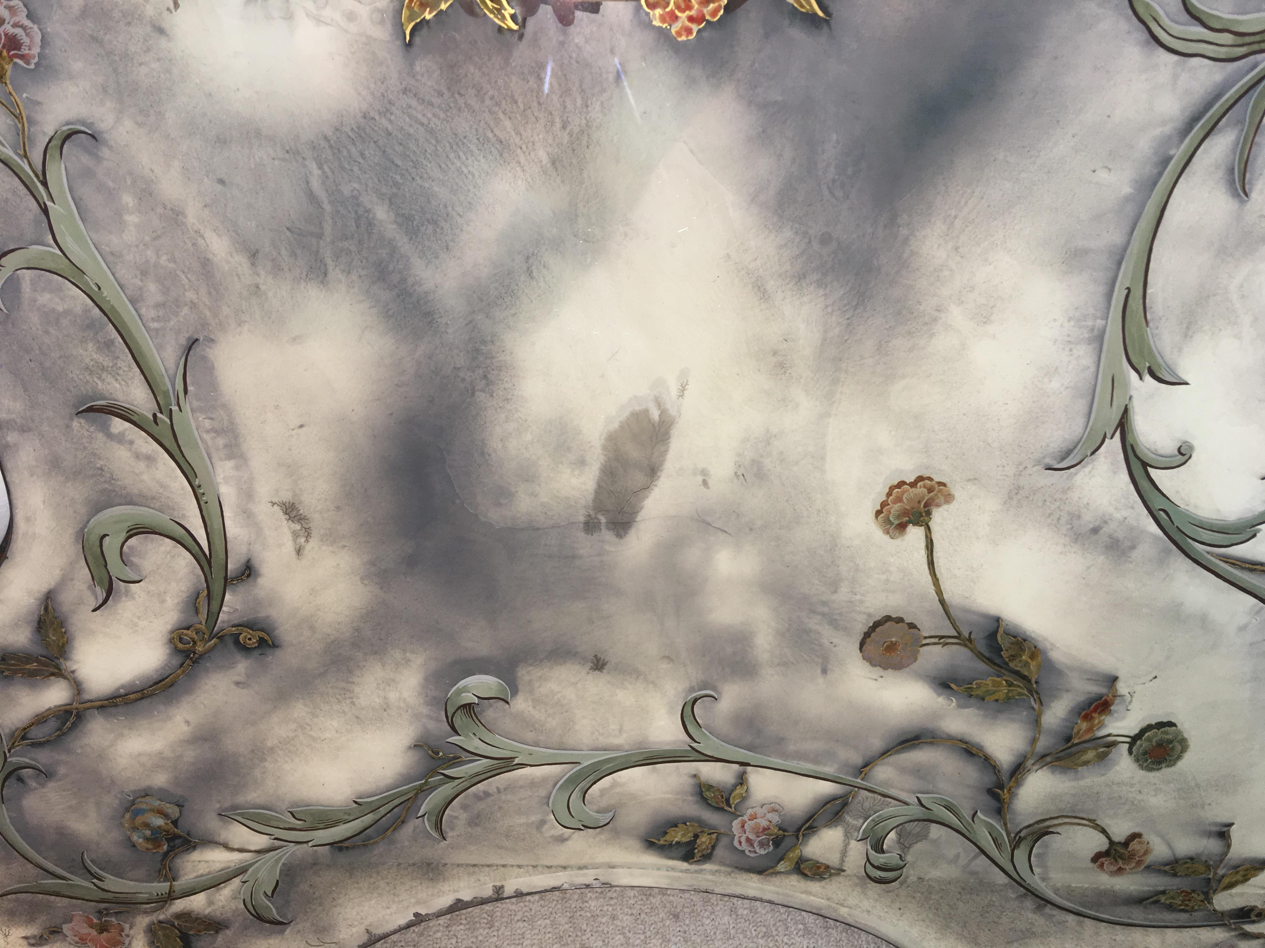 1950s Biomorphic Eglomise Wall Mirror For Sale at 1stDibs