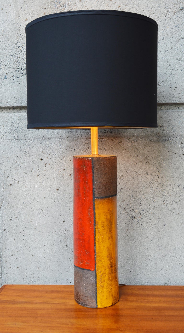 1950s Bitossi Italian Ceramic "Mondrian" Lamp with New Black Barrel ...