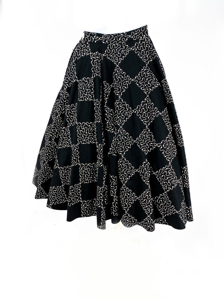 1950s Black Checkerboard Printed Circle Skirt at 1stDibs | black circle ...