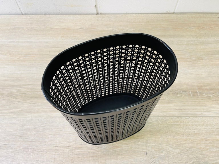 1950s Black Metal Mesh Wastebasket For Sale at 1stDibs