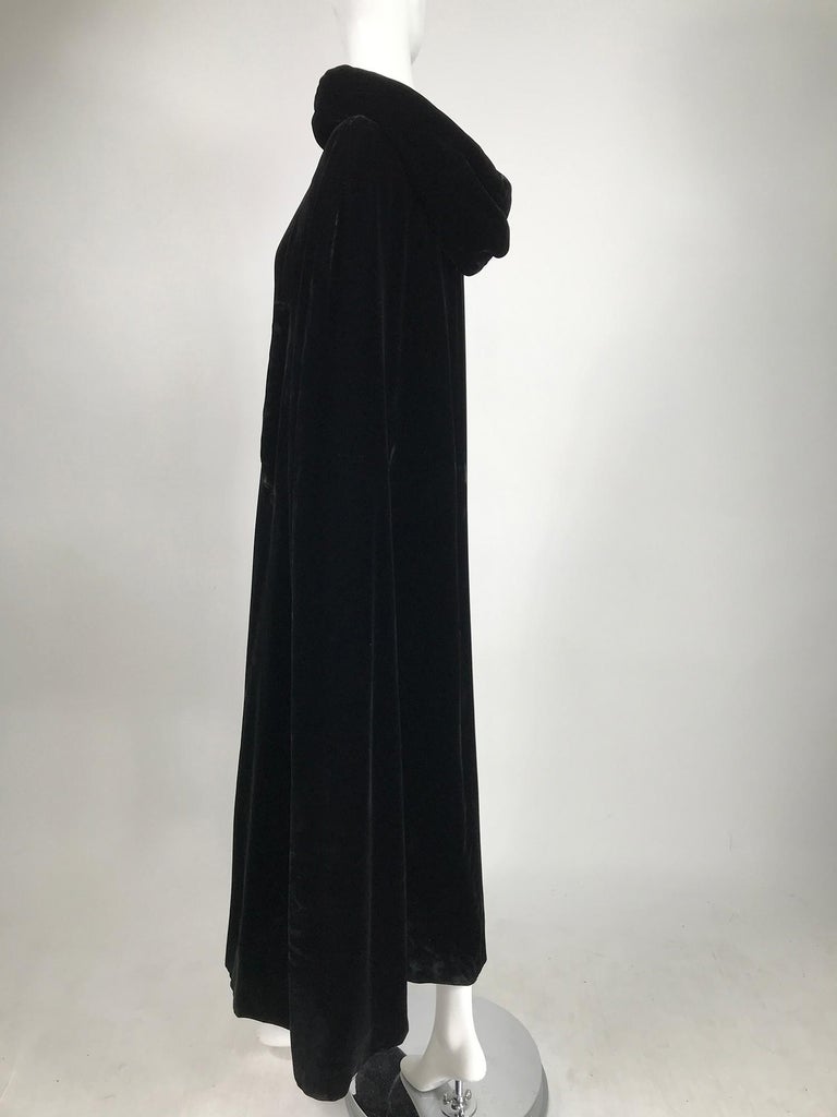 1950s Black Velvet Hooded Maxi Cape For Sale at 1stDibs