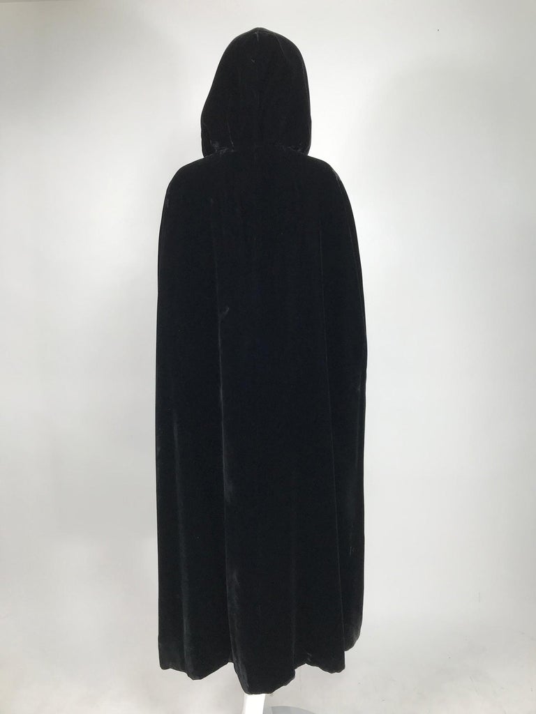 1950s Black Velvet Hooded Maxi Cape For Sale at 1stDibs