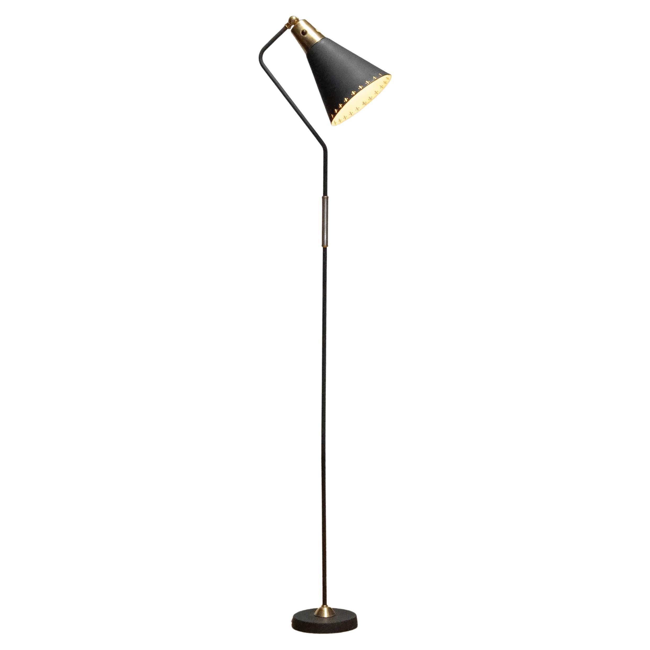 1950s Black With Brass And Metal Details, Model G3, Floor Lamp By Erik ...