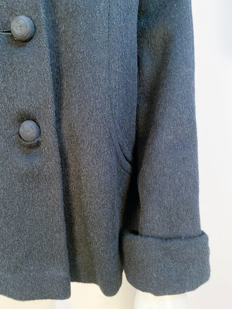 1950s Black Wool Jacket For Sale at 1stDibs | wool coat, boiled wool coats