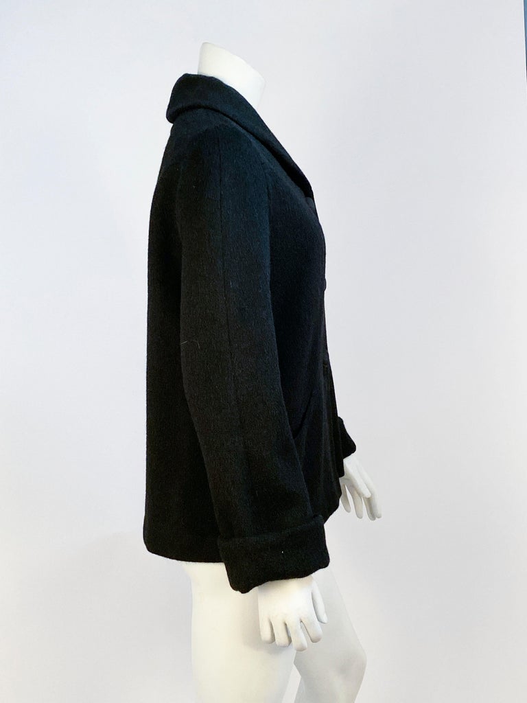 1950s Black Wool Jacket For Sale at 1stDibs | wool coat, boiled wool coats
