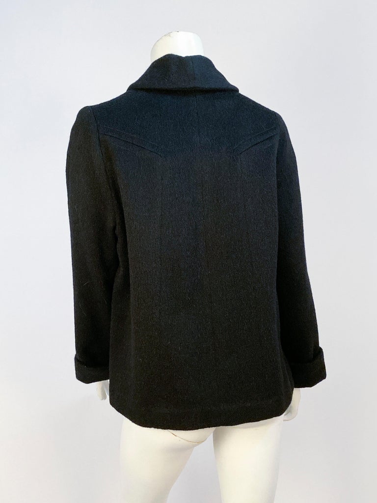 1950s Black Wool Jacket For Sale at 1stDibs | wool coat, boiled wool coats
