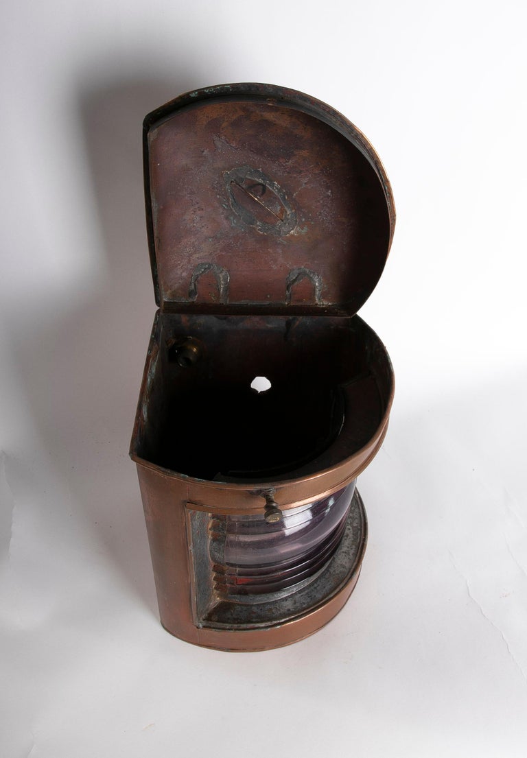 1950s Brass Boat Lantern with Special Glass For Sale at 1stDibs
