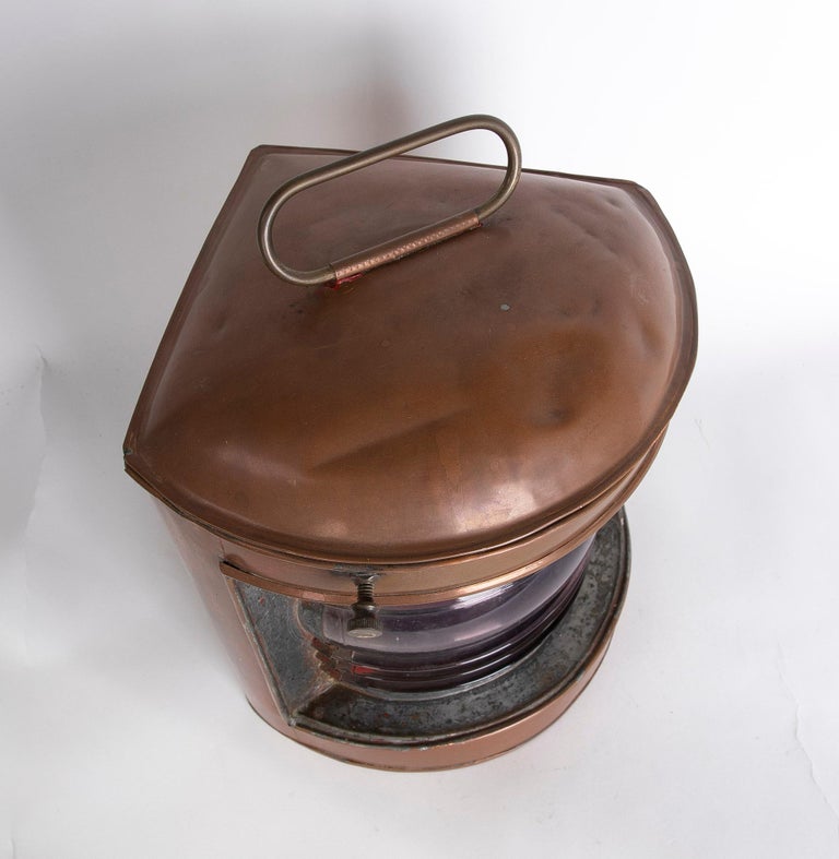 1950s Brass Boat Lantern with Special Glass For Sale at 1stDibs