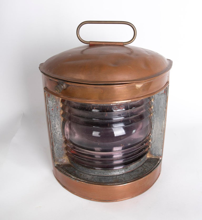 1950s Brass Boat Lantern with Special Glass For Sale at 1stDibs
