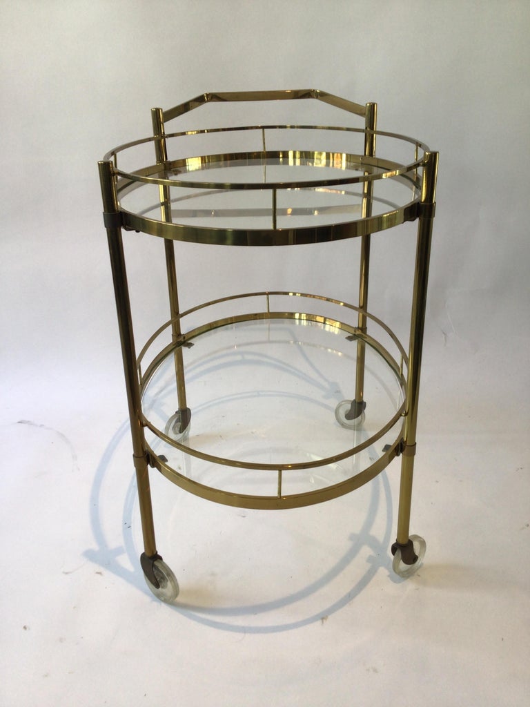 1950s Brass / Glass Oval Bar Cart at 1stDibs