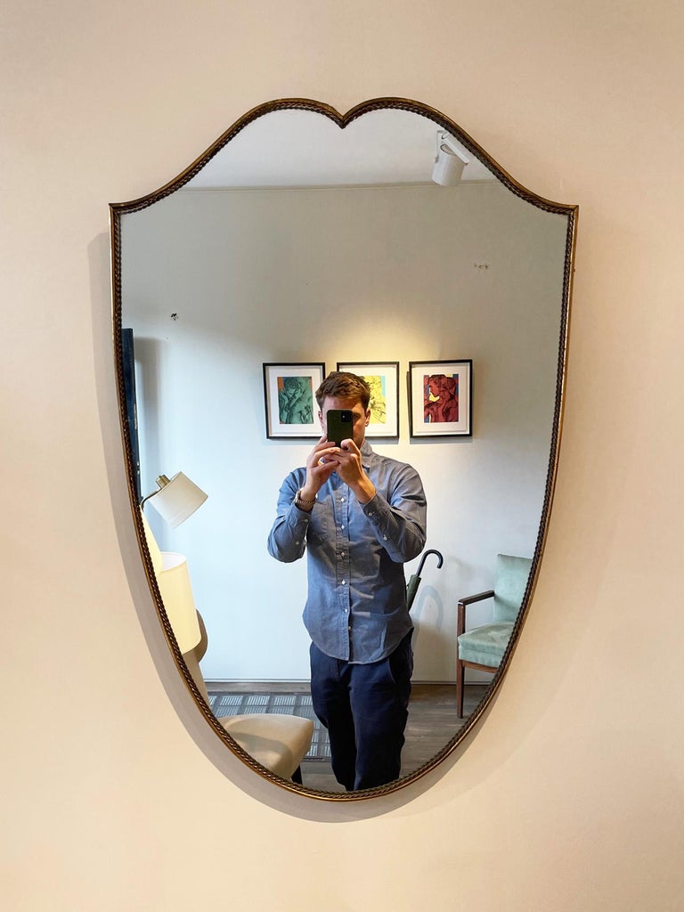 1950s Brass Shield Mirror at 1stDibs