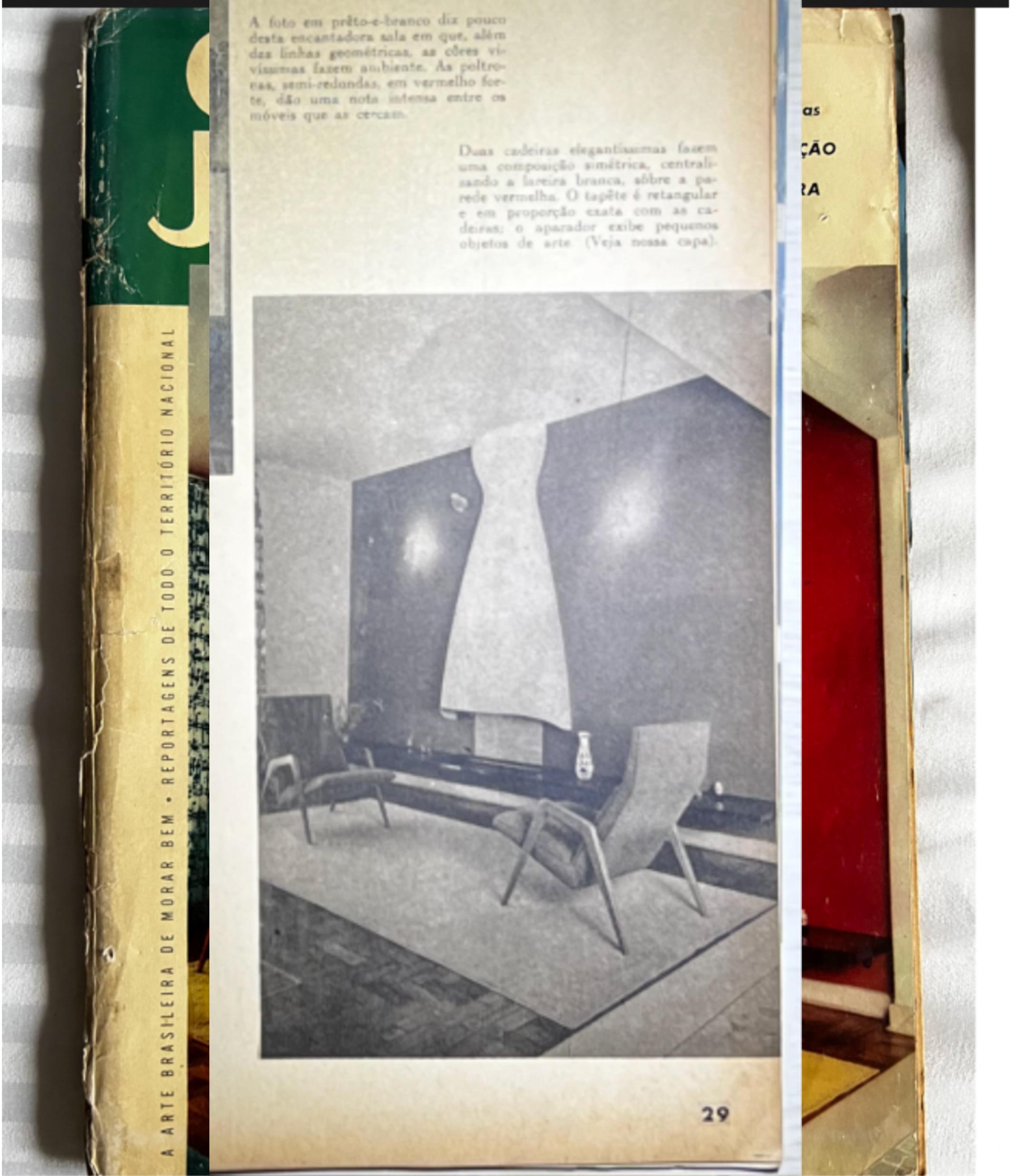 1950s Brazilian Modern Armchairs in Hardwood and Black Leather by ...