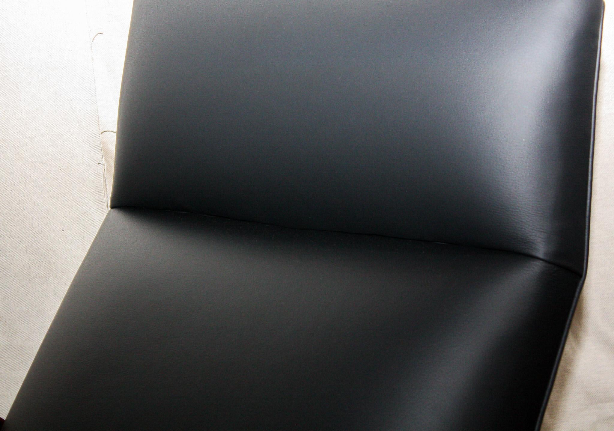 1950s Brazilian Modern Armchairs in Hardwood and Black Leather by ...