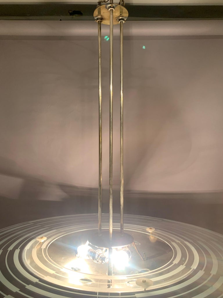 1950s British Art Deco Chrome and Etched Glass Space Age Saturn Ring ...