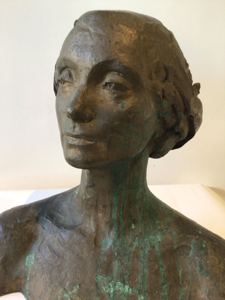 1950s Bronze Female Bust For Sale at 1stDibs