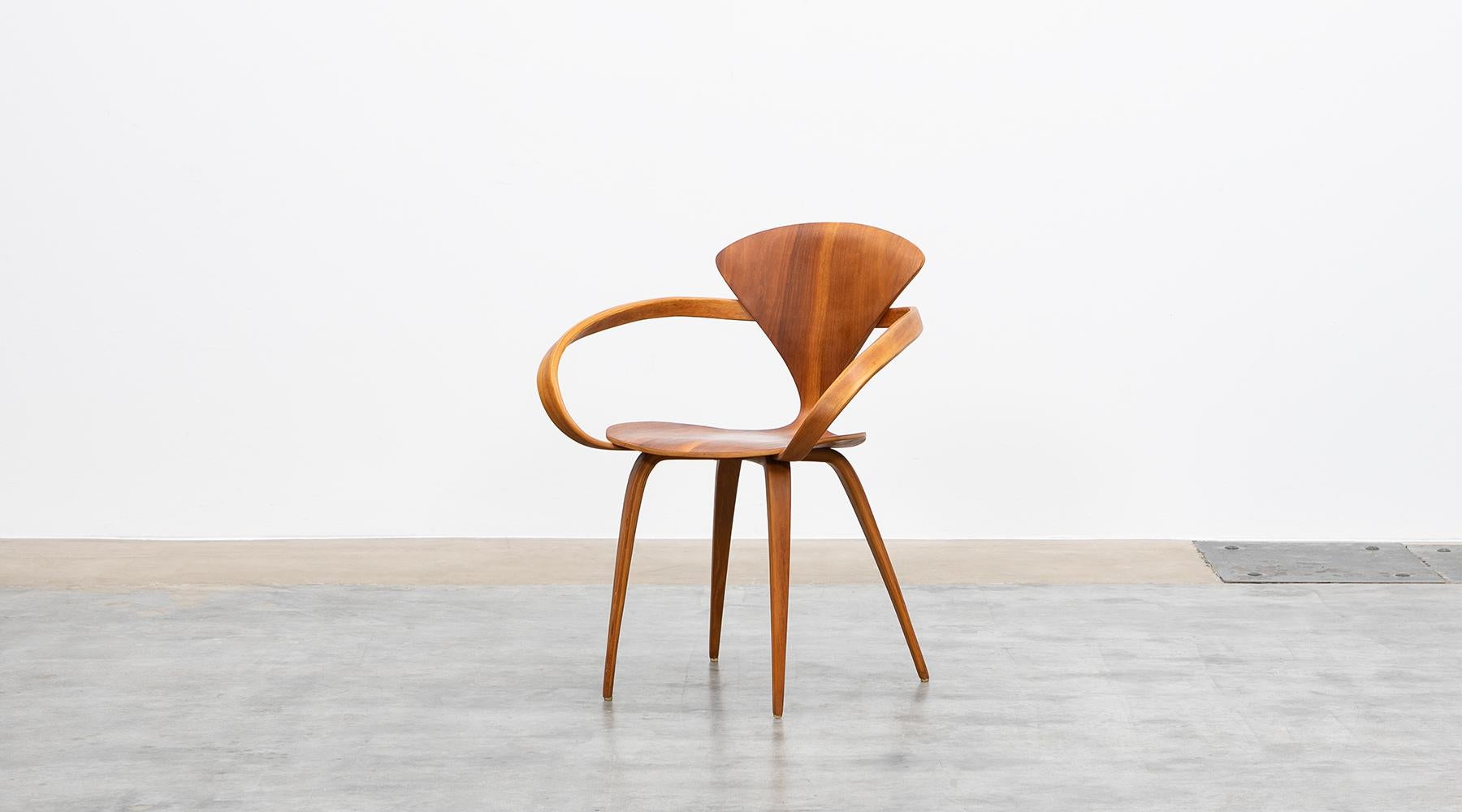 1950s Brown Wooden Walnut Plywood Chair by Norman Cherner 'b' at ...