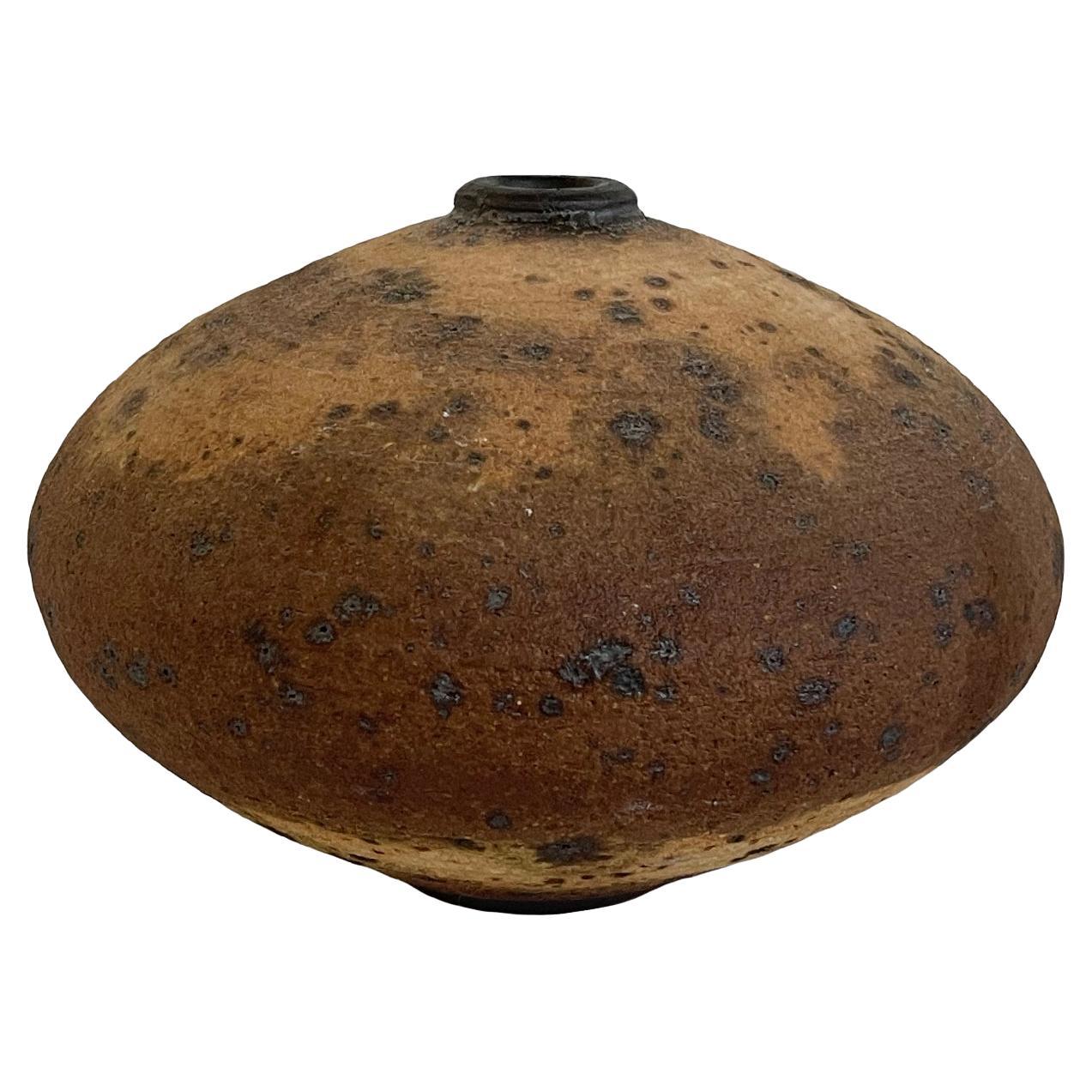 1950s Dual Mouth Ceramic Vessel with Geometric Design at 1stDibs