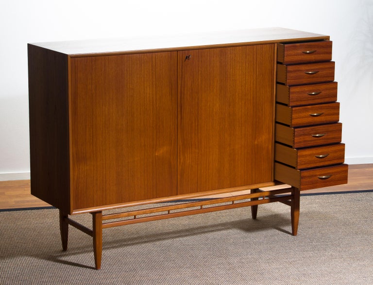 1950s Buffet Cabinet or Sideboard in Teak with Golden Details, Sweden ...