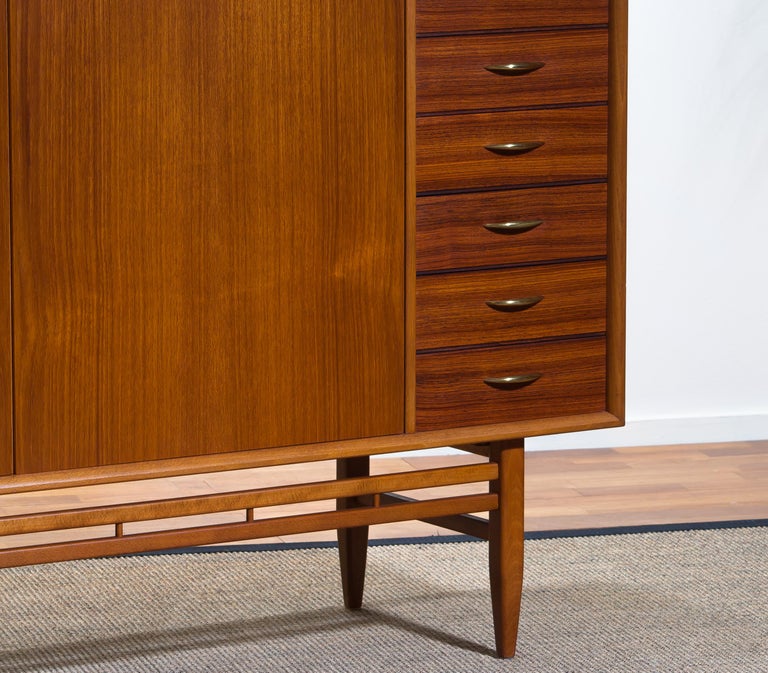 1950s Buffet Cabinet or Sideboard in Teak with Golden Details, Sweden ...