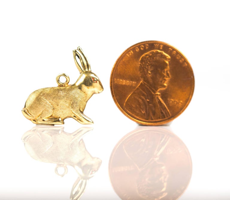 1950s Bunny Rabbit Charm Pendant, 14 Karat Yellow Gold at 1stDibs ...