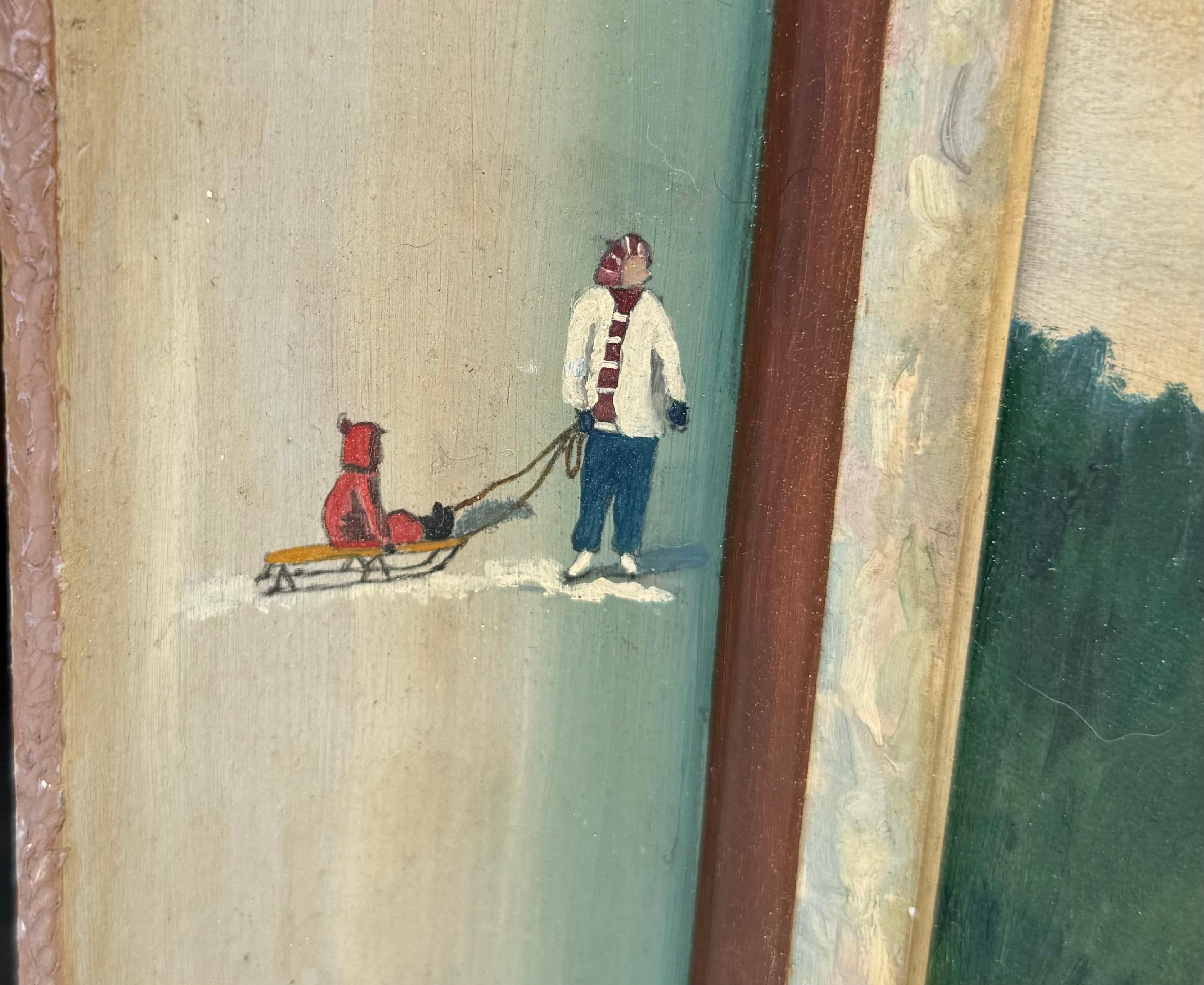 1950s California Winter Twilight Painting With Painted Frame by Edgar ...